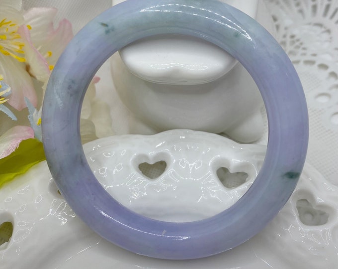 Natural Type A Lavender Jadeite Bangle 52mm Purple Jade Bracelet With ...