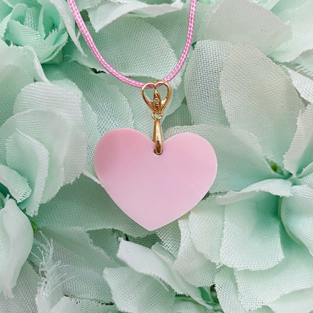 18K Solid Gold Queen Conch Shell Heart Pendant Natural Pink Gemstone ...