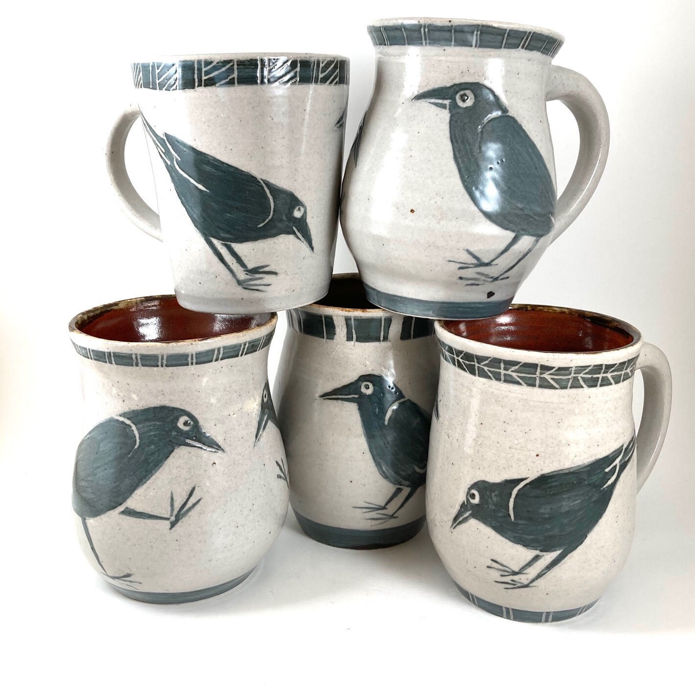 Crow mug raven mug 16 oz. belly mug black and white coffee | Etsy