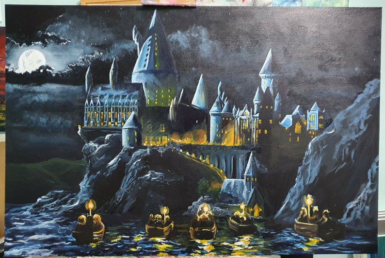 Hogwarts Original Painting, hogwarts, Acrylic Painting, Harry Potter ... Hogwarts Original Painting, hogwarts, Acrylic Painting, Harry Potter ...