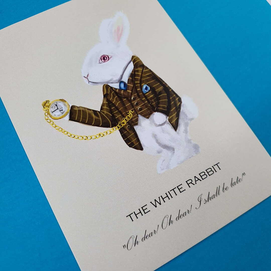 The White Rabbit Print, Art Print, Small Art Print, Art Postcard ...