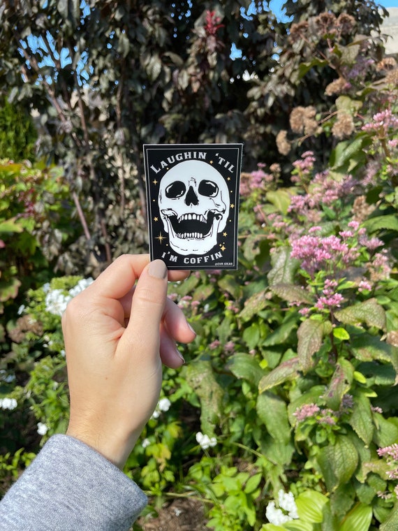 Laughin 'til I'm Coffin Rectangle Sticker Punny - Etsy