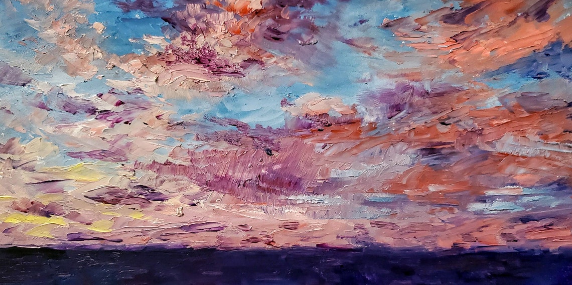 Daybreak, Sky Sketch, 4x8, Landscape Painting - Etsy