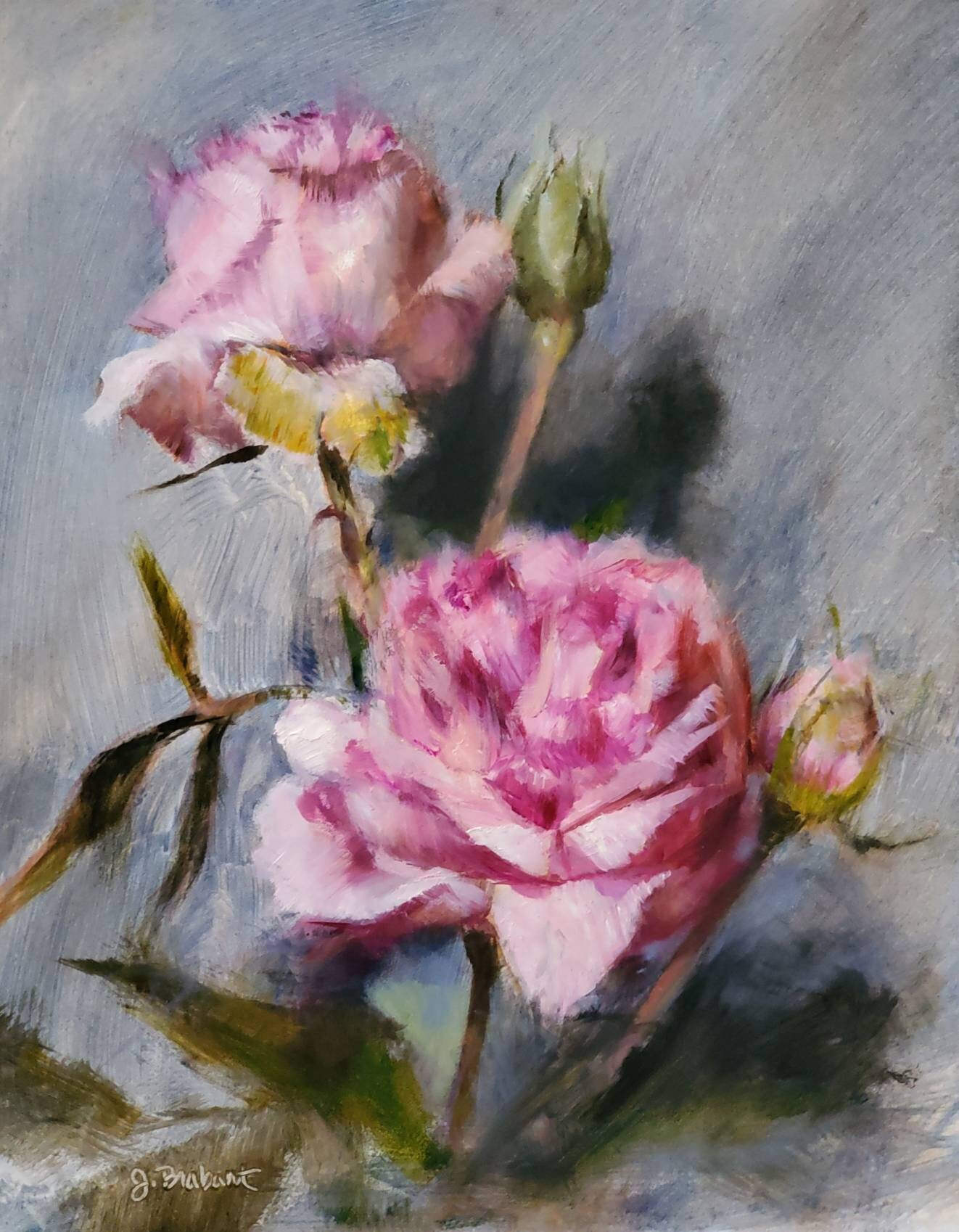 Duet, Pink Roses, 8x10, Floral Oil Painting - Etsy
