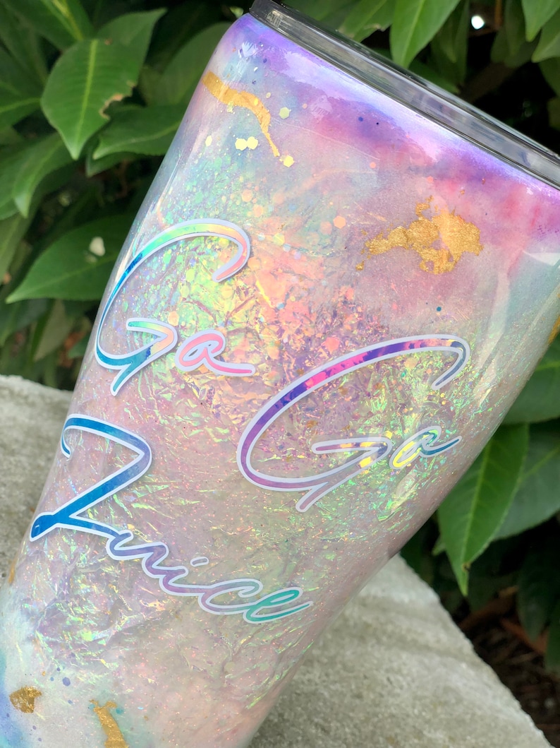 Rainbow Opal Tumbler Pastel Glitter Tumbler Iridescent - Etsy