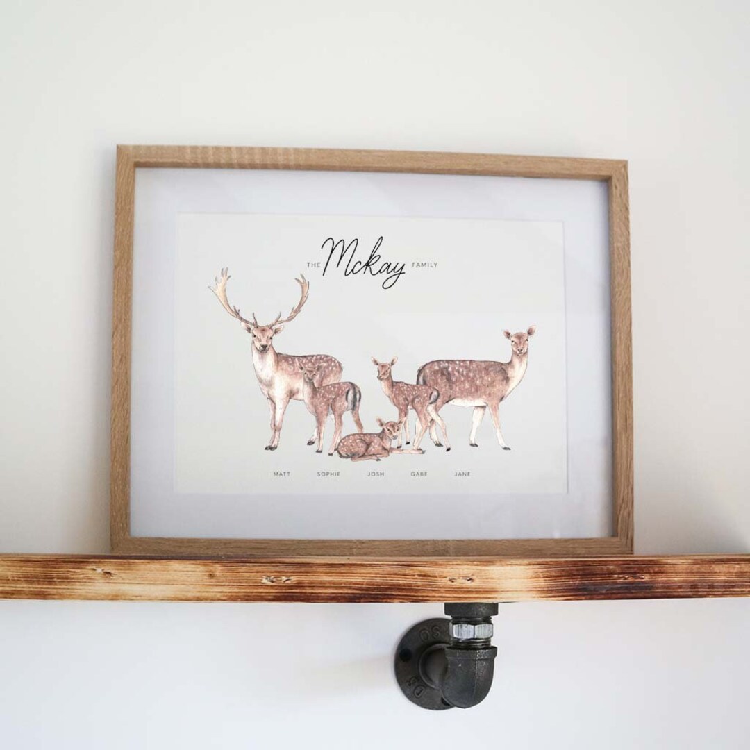 Personalised Fallow Deer Family Print / Fallow Deer / Deer / Deer Print ...