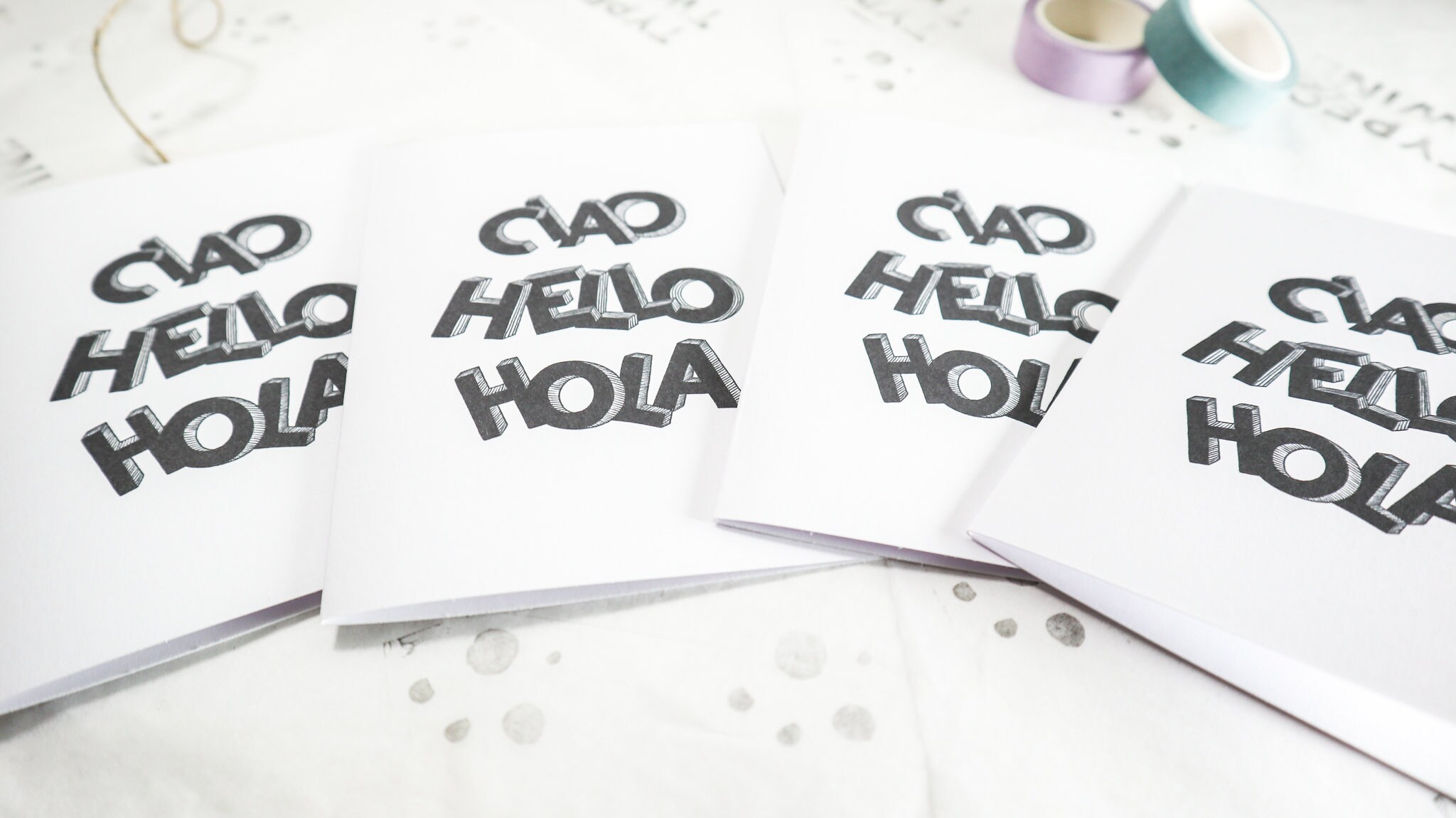 Ciao Hello Hola Cards / Pack of 4 or 8 Greetings Cards / | Etsy