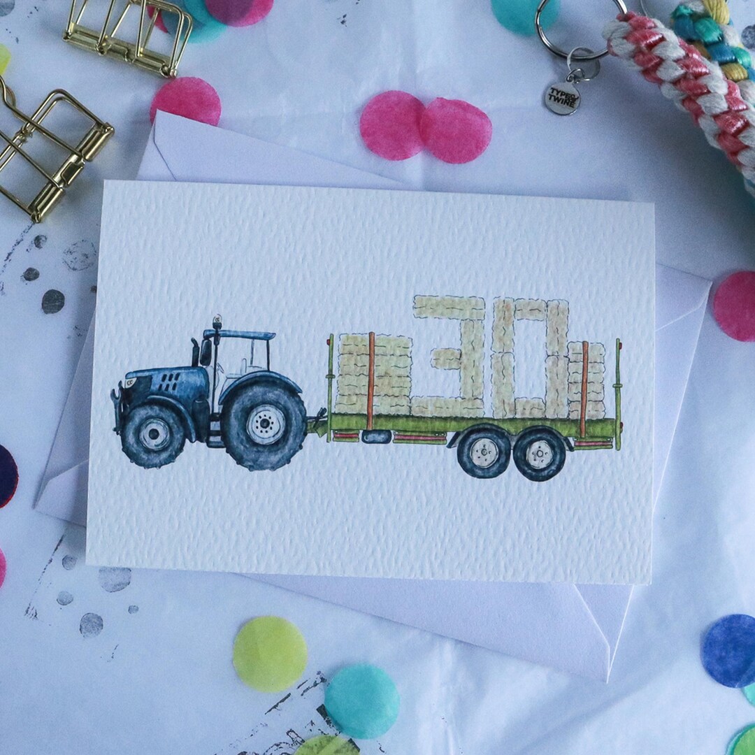 Blue Tractor and Trailer 30th Birthday A6 Card - Etsy UK