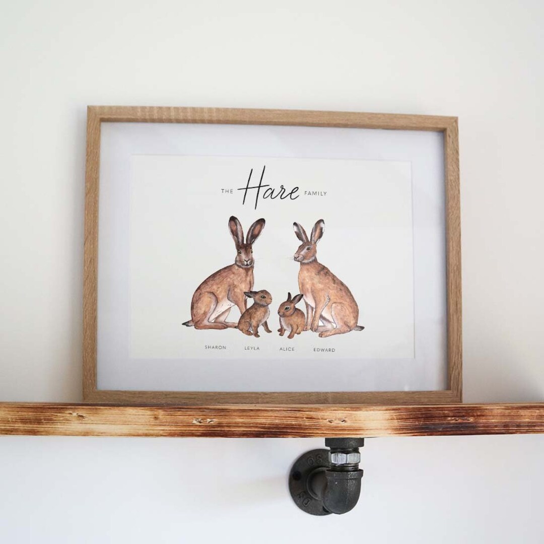 Personalised Hare Family Print / Hare / Leveret / Hare Print / Game ...