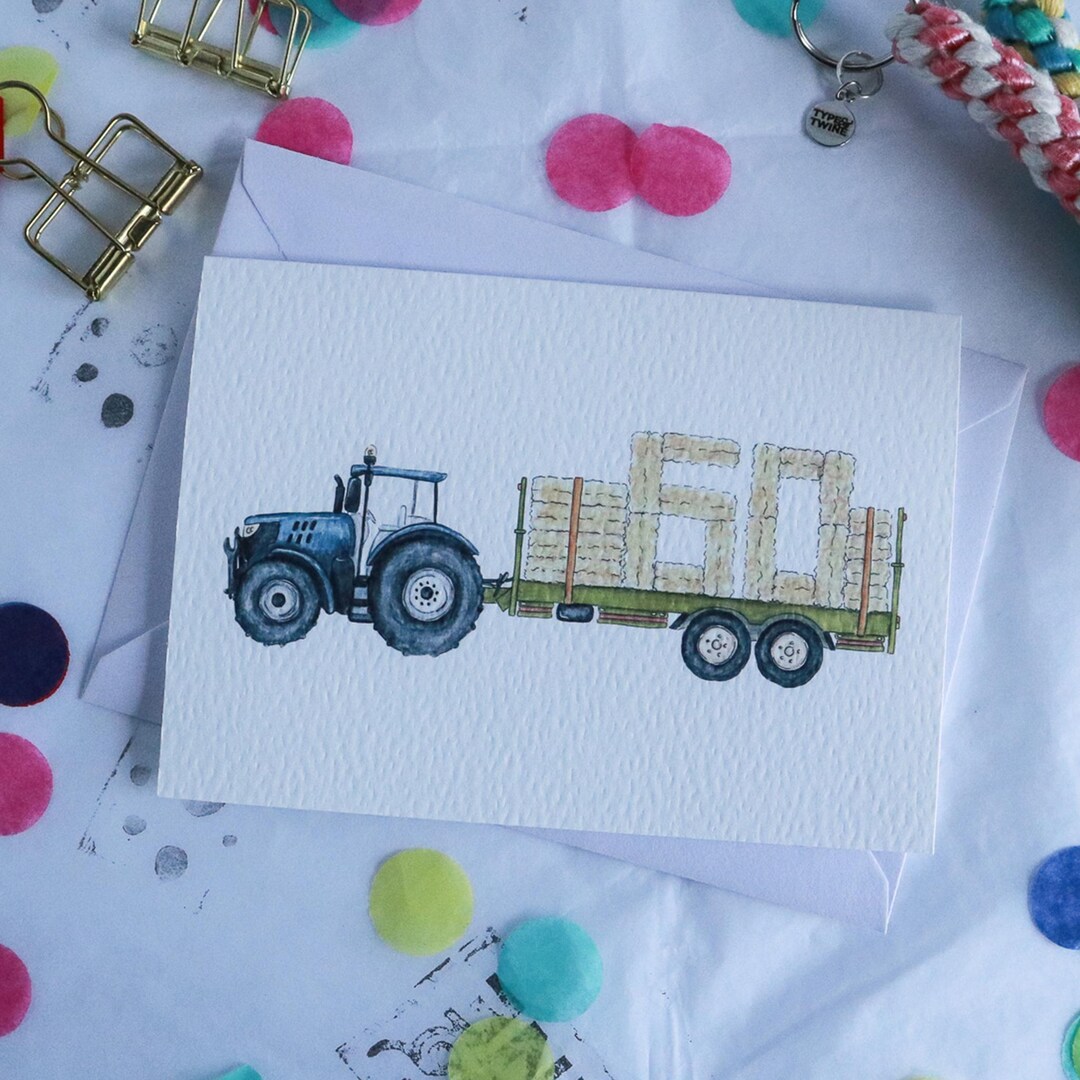 Blue Tractor and Trailer 60th Birthday A6 Card - Etsy UK