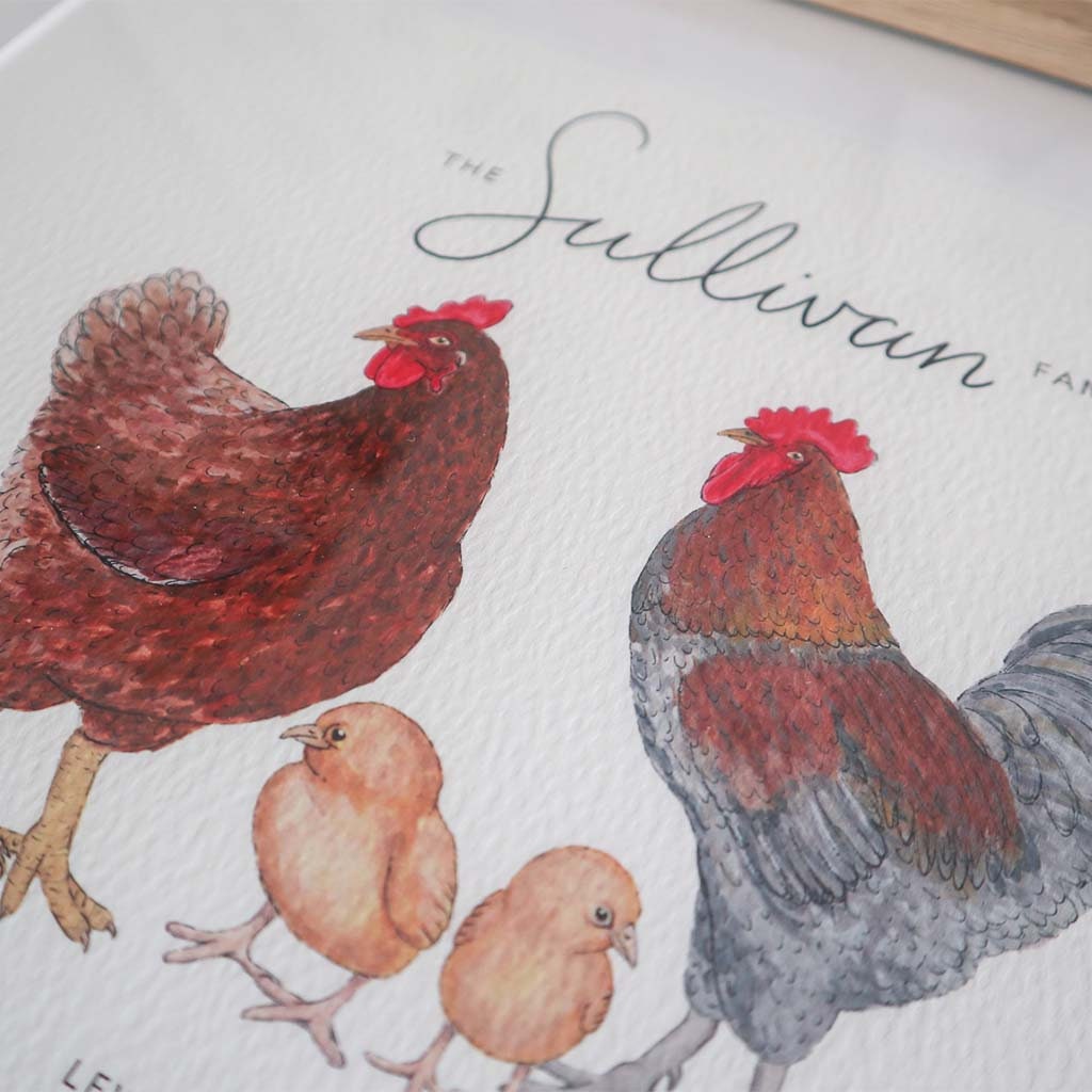 Personalised Chicken Family Print / Chickens / Hen / Cockerel / Chicks ...