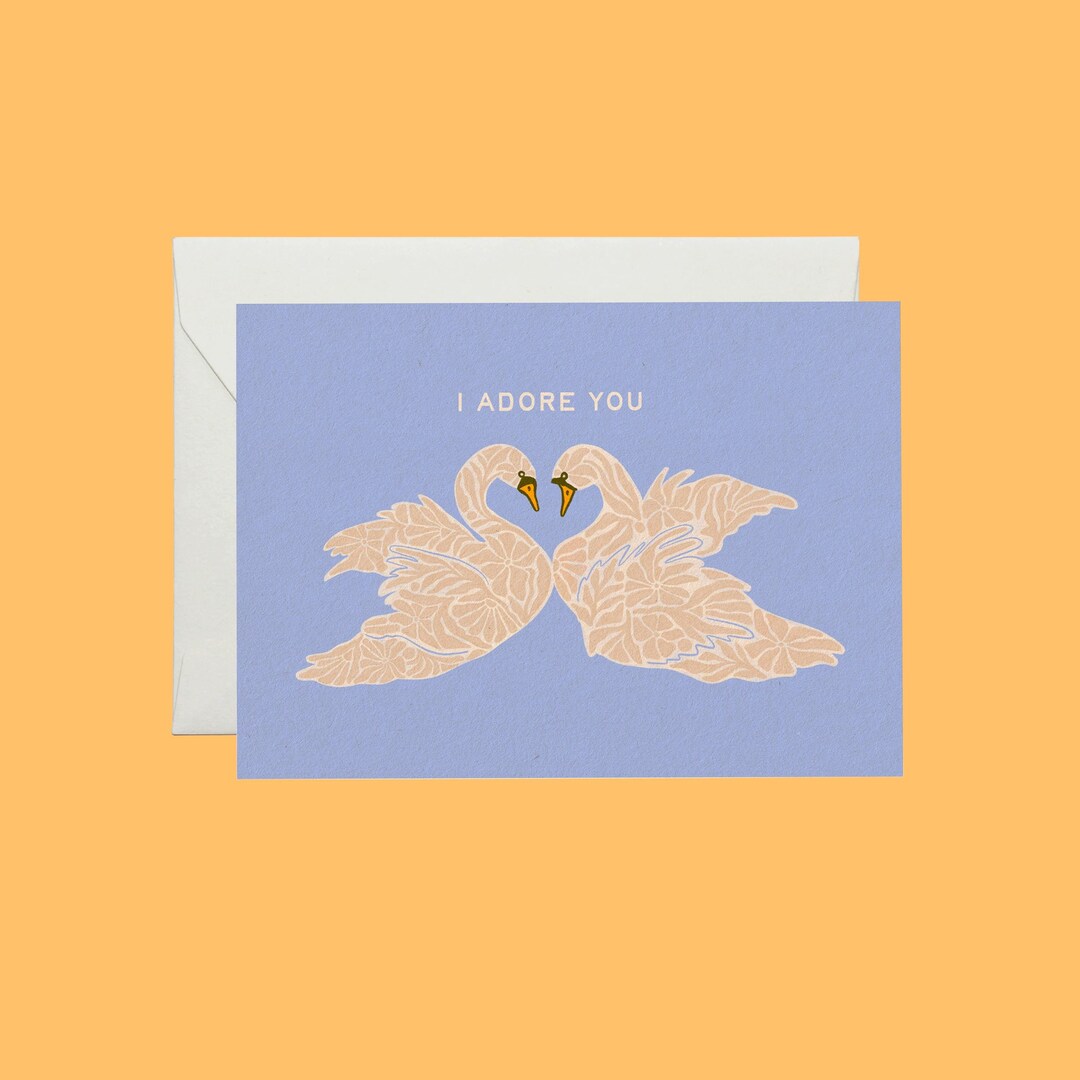 Swan Greeting Card “I Adore You“ | Valentines Day | Anniversary | Just ...