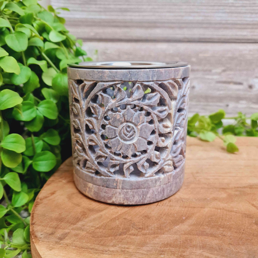Incense Box Incense Bowl Sieve Vessel Soapstone Beige Gray - Etsy