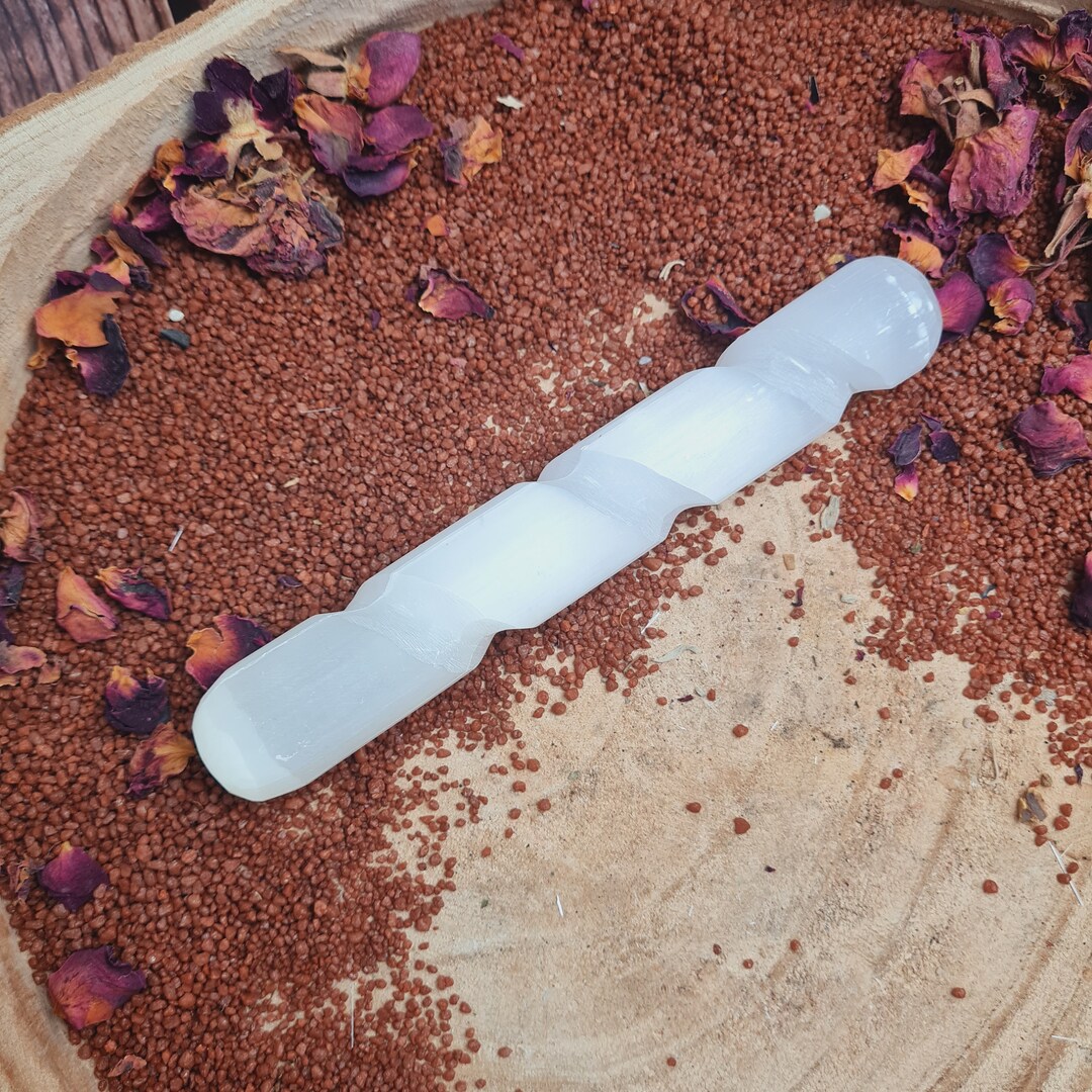Selenite Spiral Rod 16 Cm Round on Both Sides Healing Wand Rotated ...
