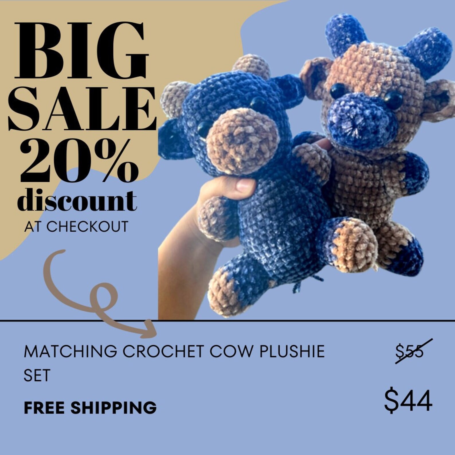 Matching Set Cow Plushies / Couple Gift / Friend Gift / Crochet Cow ...