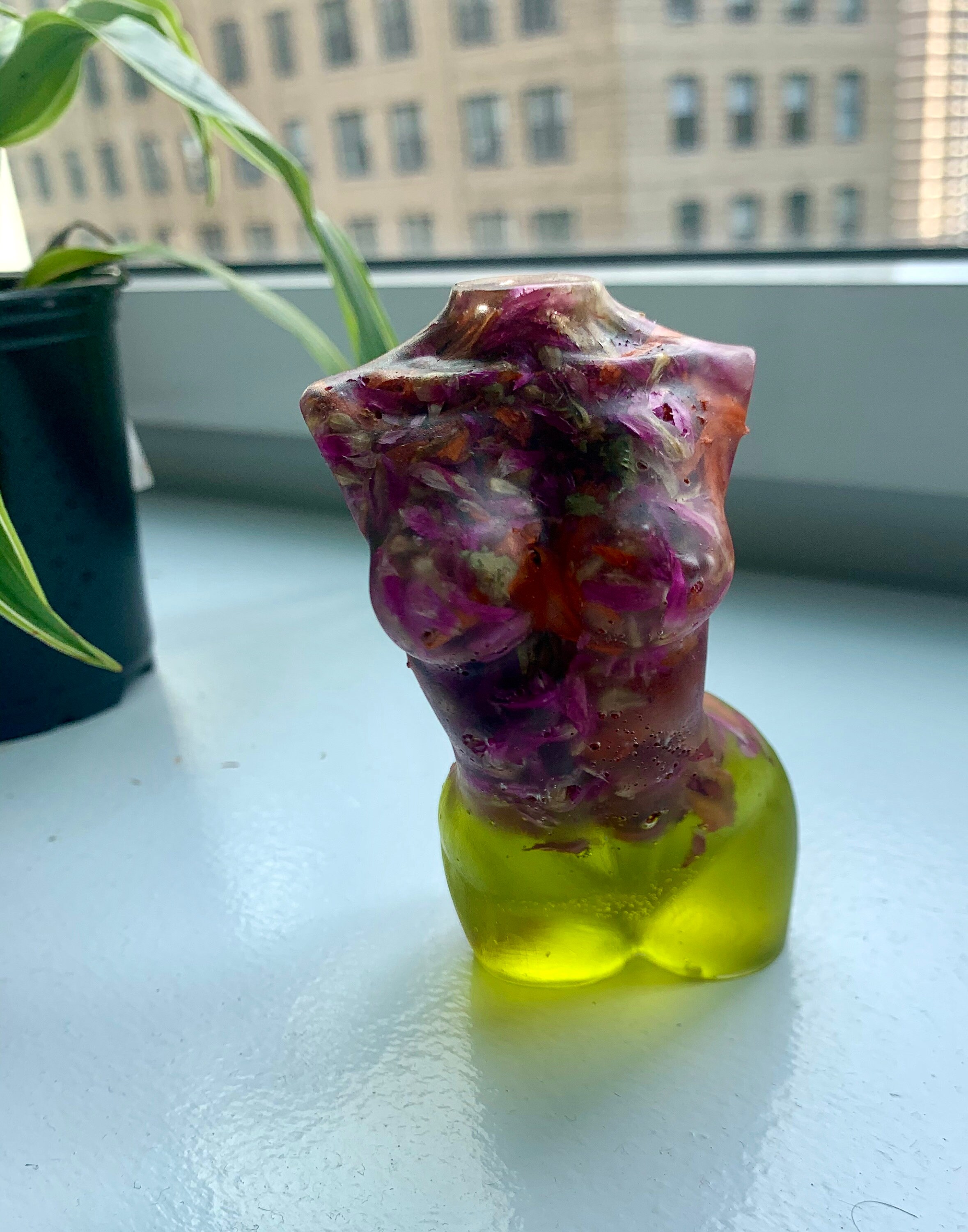 Buy Goddess Resin Woman Body Sculpture Figure Purple Pink Flowers ...