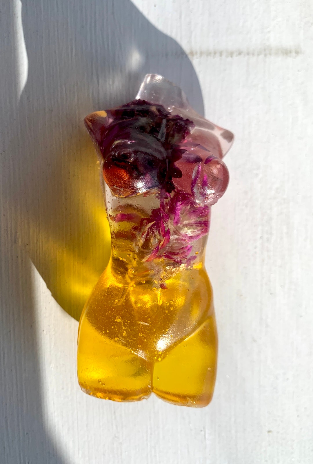 Goddess Resin Woman Body Sculpture Figure With Dried Flowers Yellow ...