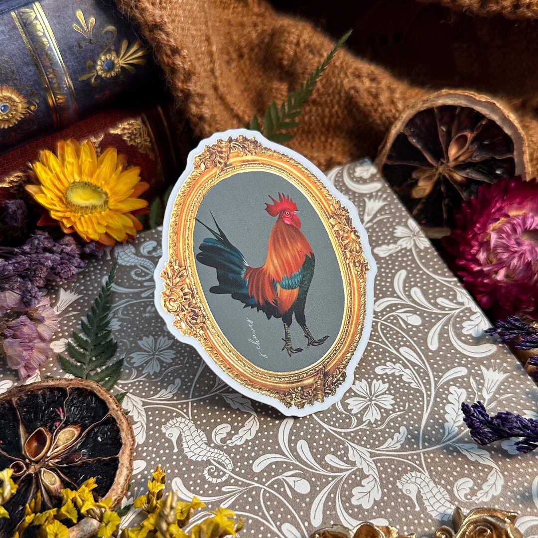 Rooster Vintage Frame Vinyl Sticker Waterproof Rooster Matte Sticker ...