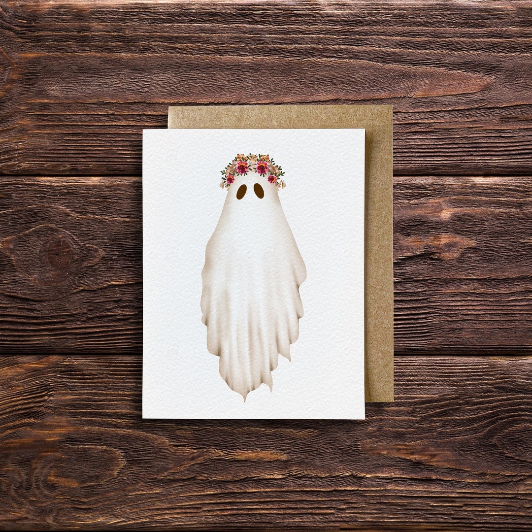 Ghost Card With Envelope-vintage Ghost Greeting Card for Halloween ...