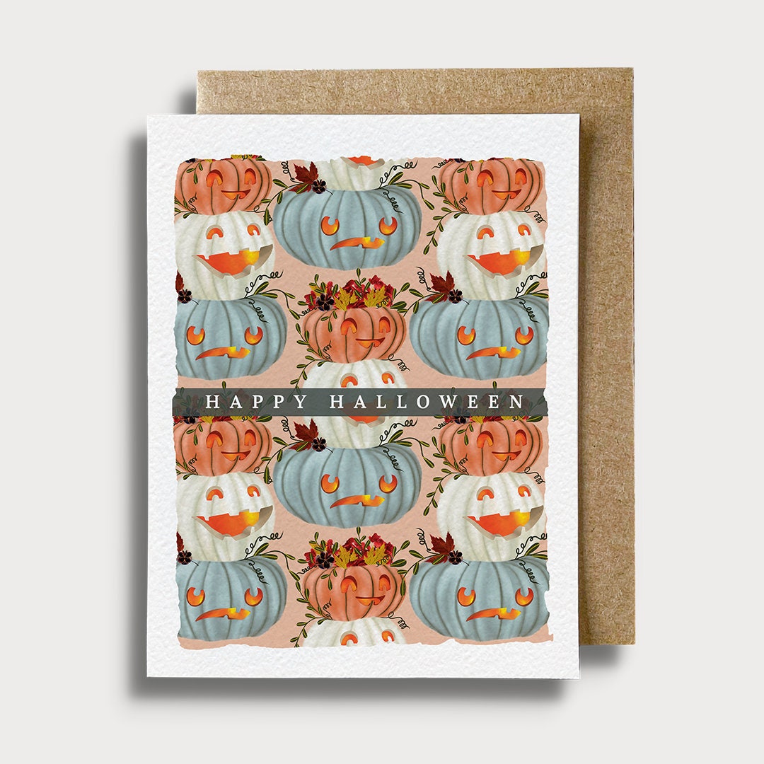 Jack-o-lantern Card With Envelope Greeting Card Halloween Autumn ...