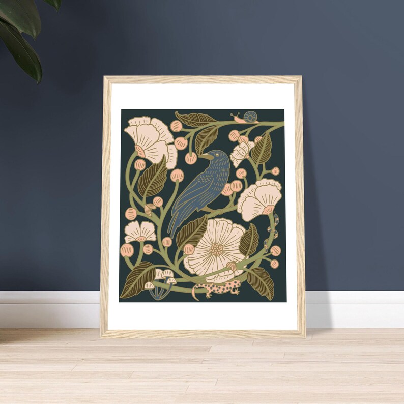 Art Nouveau Crow Poster - Original Drawing by Katie O'shea - Framed ...