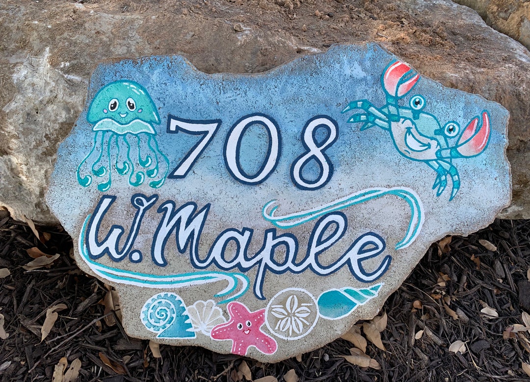 Custom Hand Painted Address Stone - Etsy