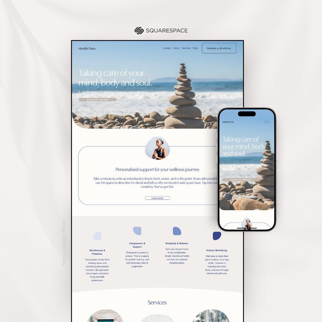 Minimal Squarespace Template for Wellness Coaches, Self-care Experts ...