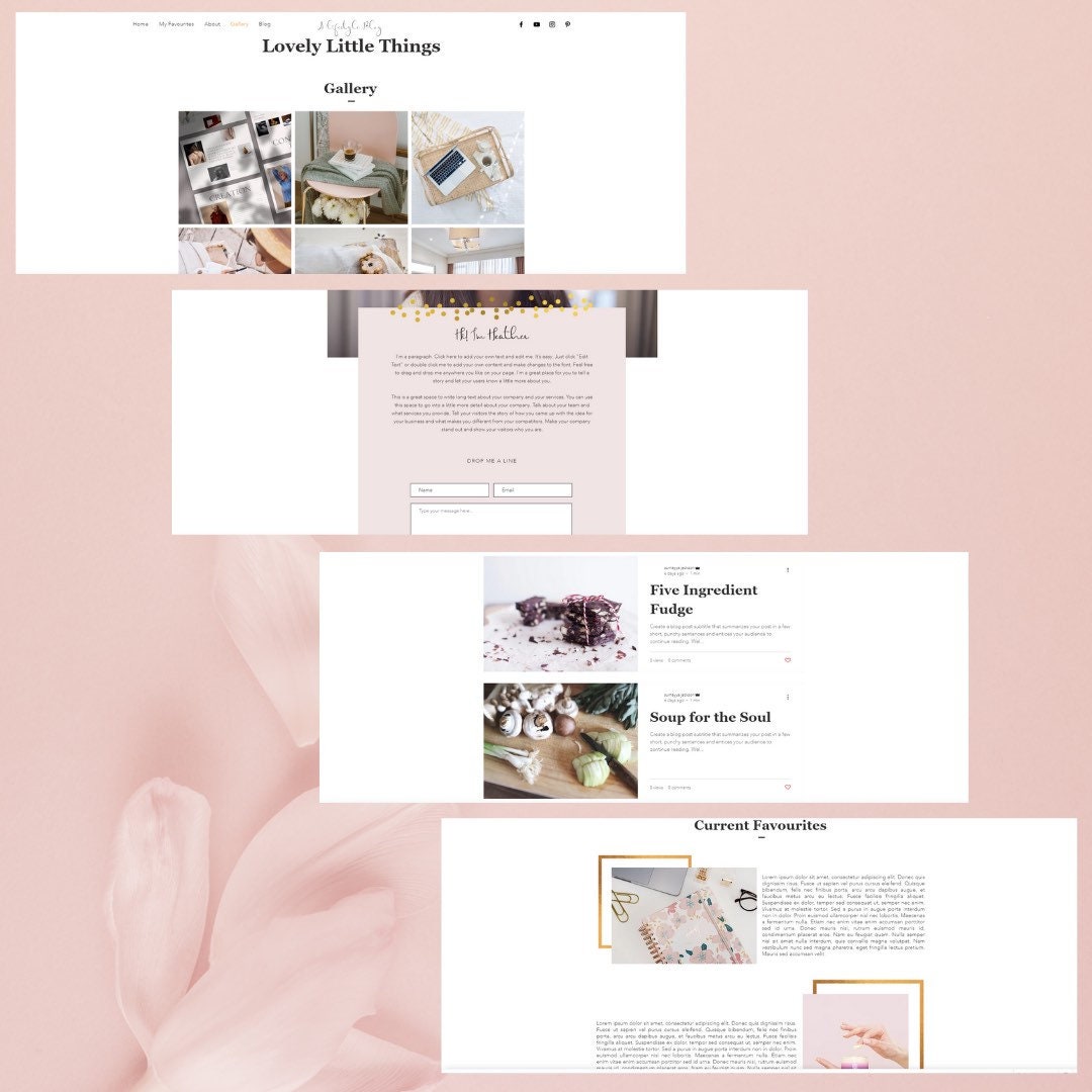 Wix Website Template Blog Template Pink & Gold Website Design - Etsy