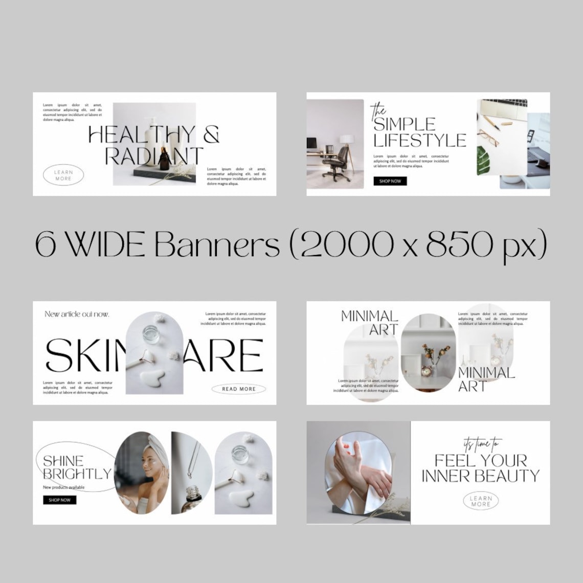 Simple Aesthetic Website Banner Template Editable Website Banner Set on ...