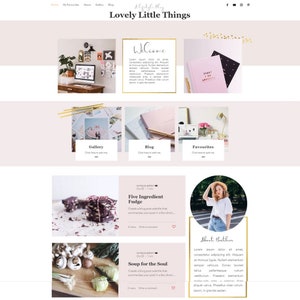 Wix Website Template Blog Template Pink & Gold Website Design - Etsy