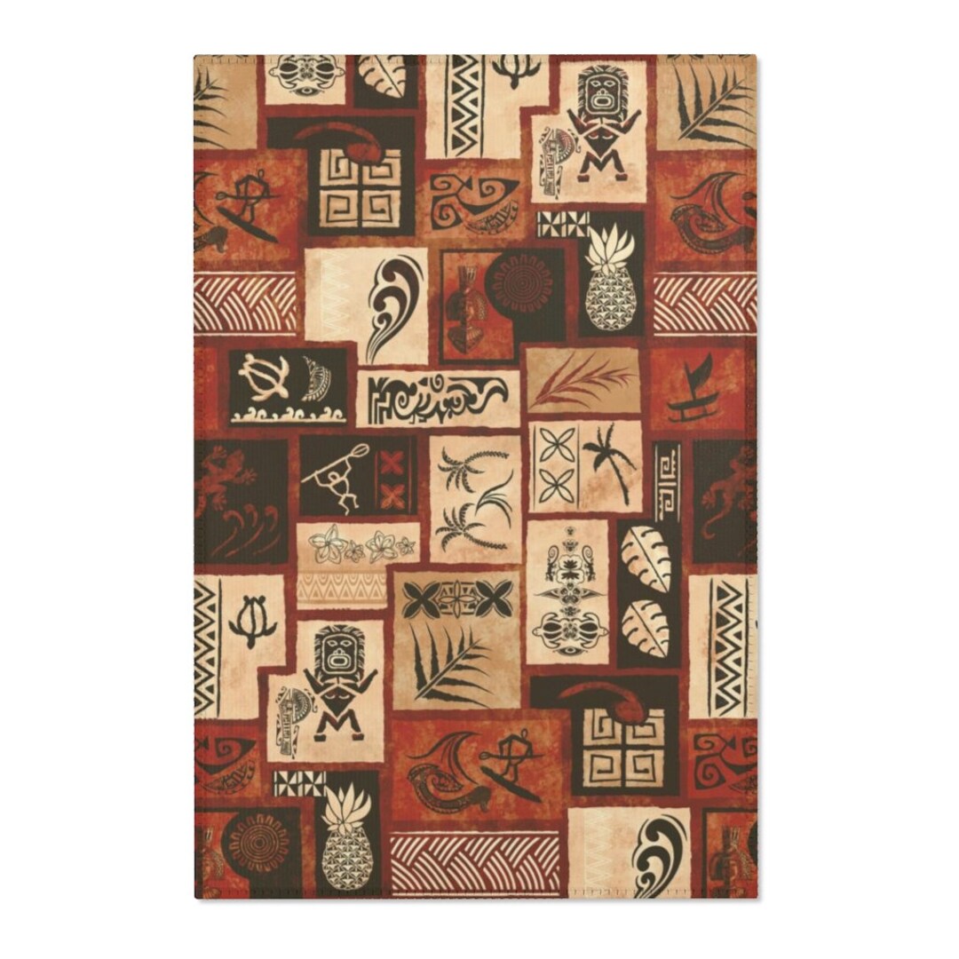 Vintage Samoan Polynesian Hawaiian Hand Painted Tapa Tribal Patchwork ...