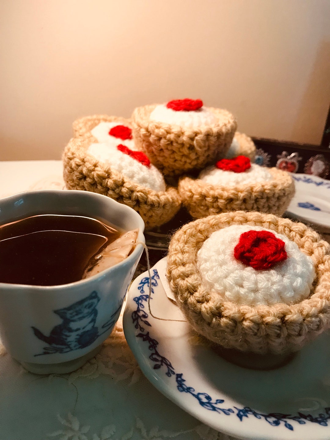 Cherry Bakewell Tarts Crochet Handmade - Etsy