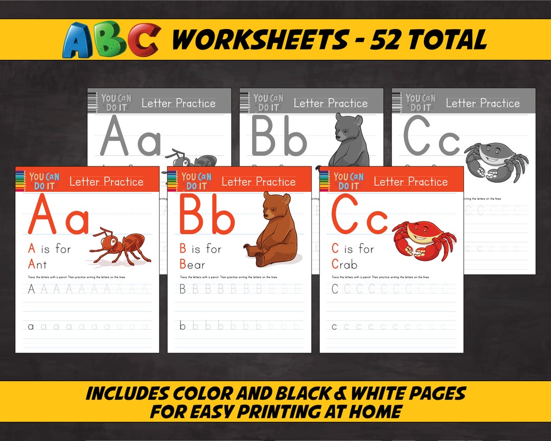 Hojas de trabajo ABC para el aprendizaje y la escuela. Hojas de trabajo ...