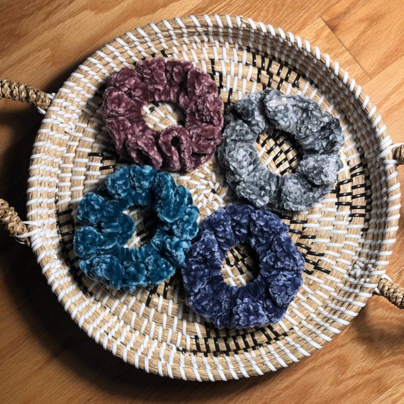 Velvet Scrunchies SUPER Ruffle Scrunchie Crochet hair | Etsy