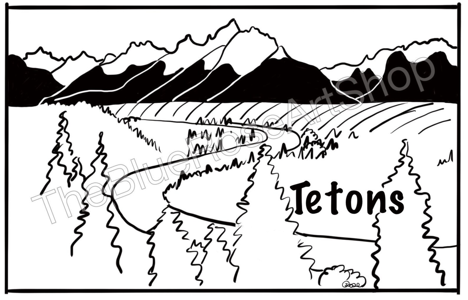 Tetons Sticker - Vinyl Sticker - National Parks - Black and White ...