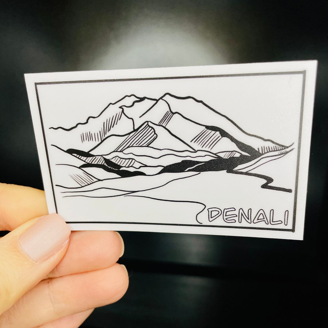 Denali Sticker Vinyl Sticker National Parks Black and White Stickers ...