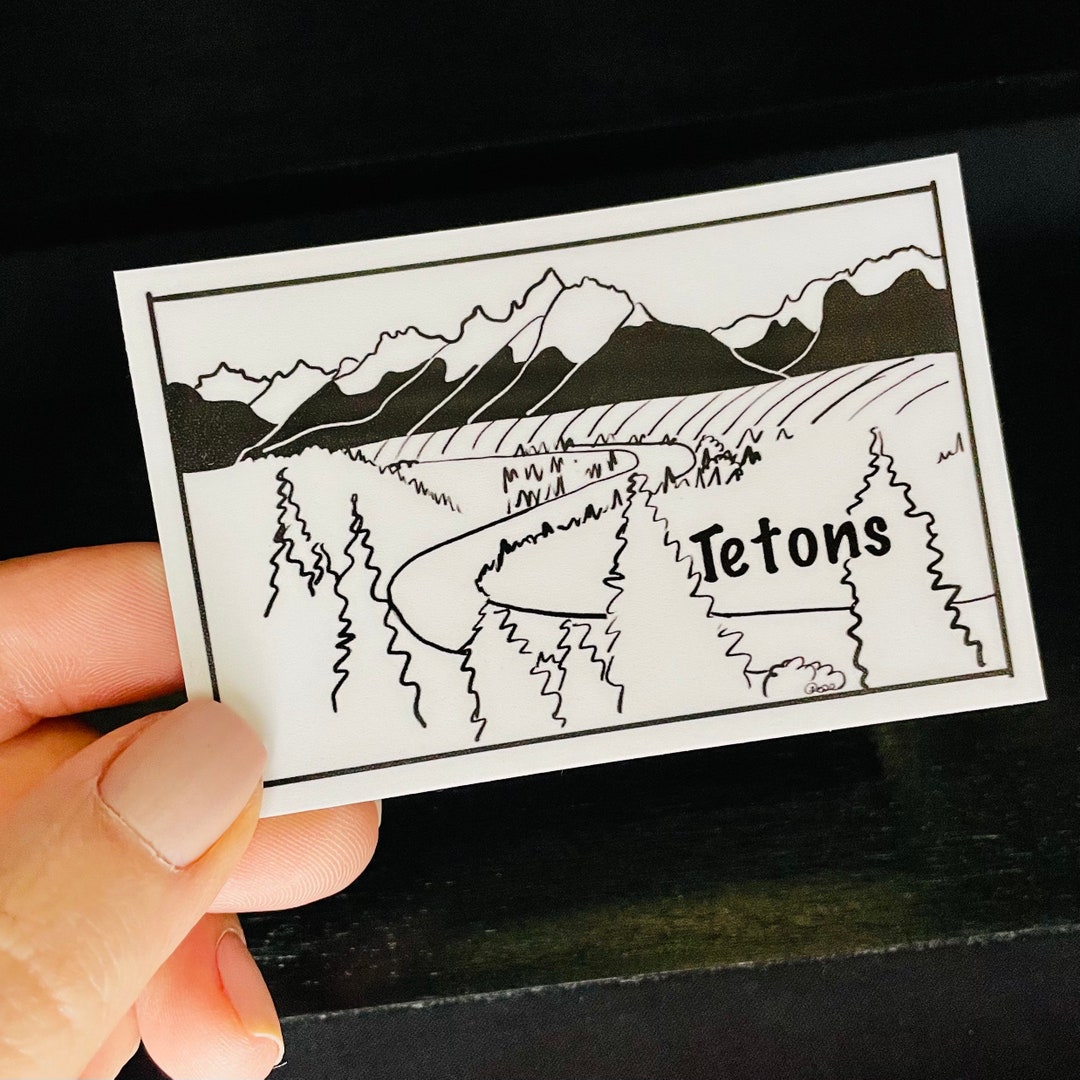 Tetons Sticker - Vinyl Sticker - National Parks - Black and White ...