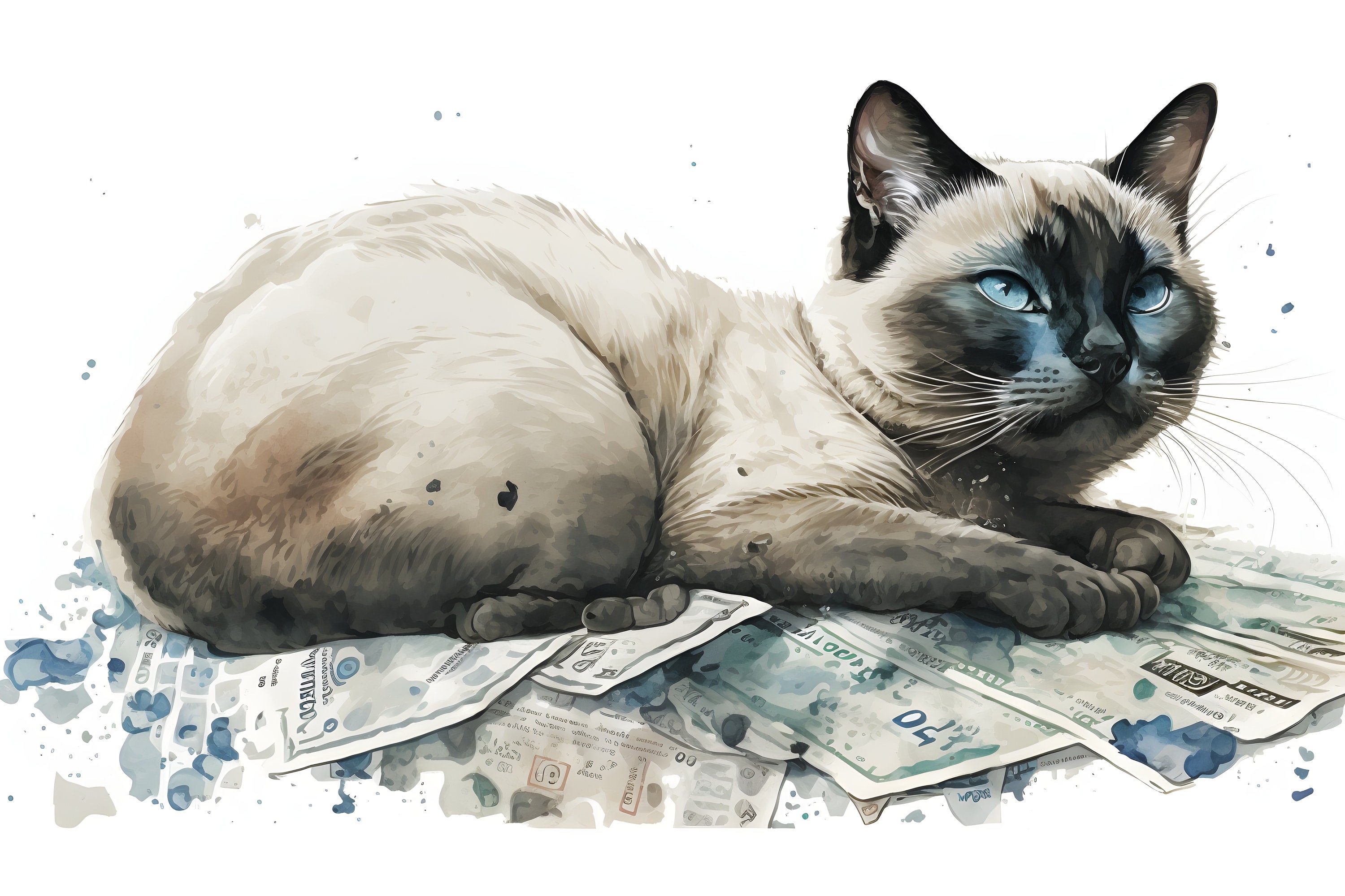 Siamese Cat Clipart 100 High Quality Jpgs Watercolor Art Commercial Use ...