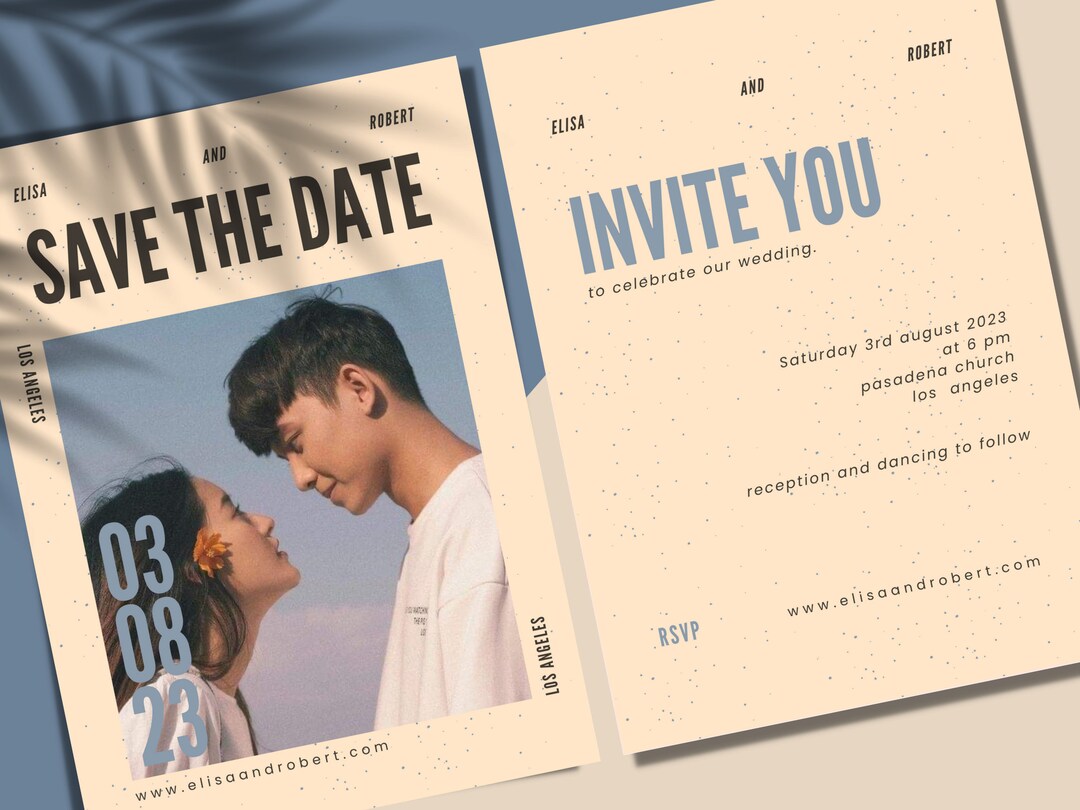Modern Magazine Wedding Invitation | Template | Editable | Wedding ...