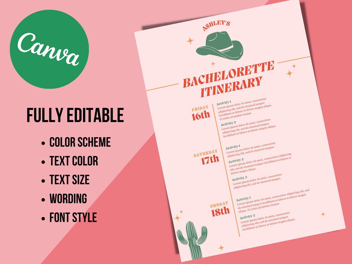 One Last Rodeo Bachelorette Invitation and Itinerary | Disco Cowboy ...