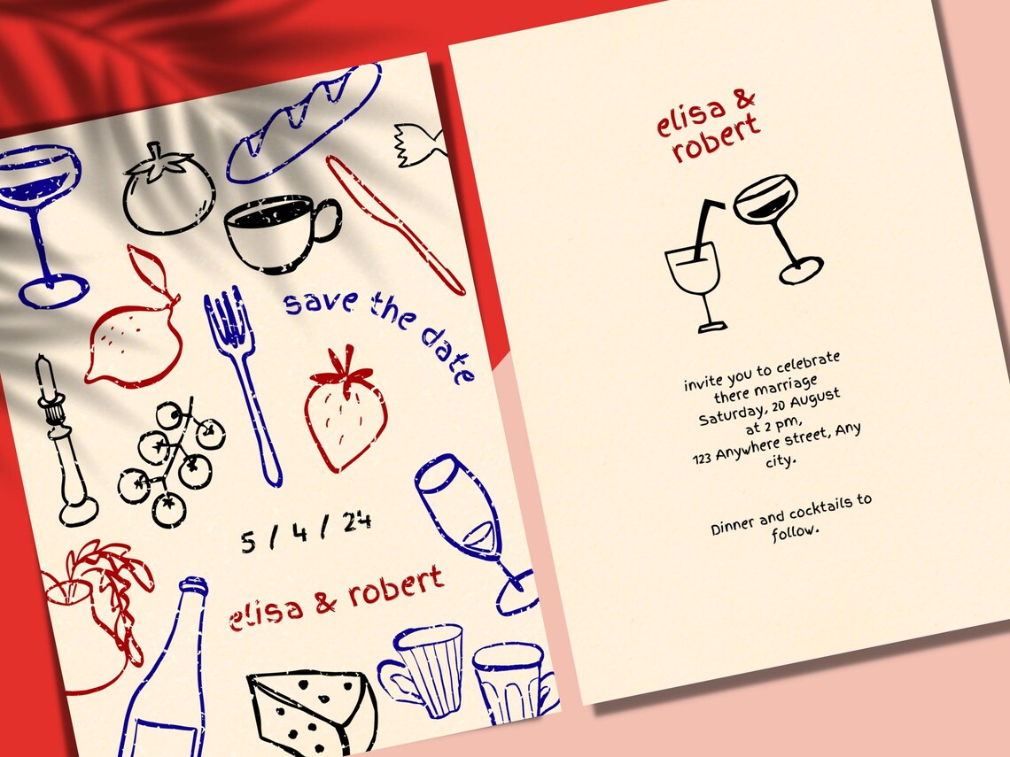 Table Setting Wedding Invitation | Template | Messy | Wine | Wedding ...