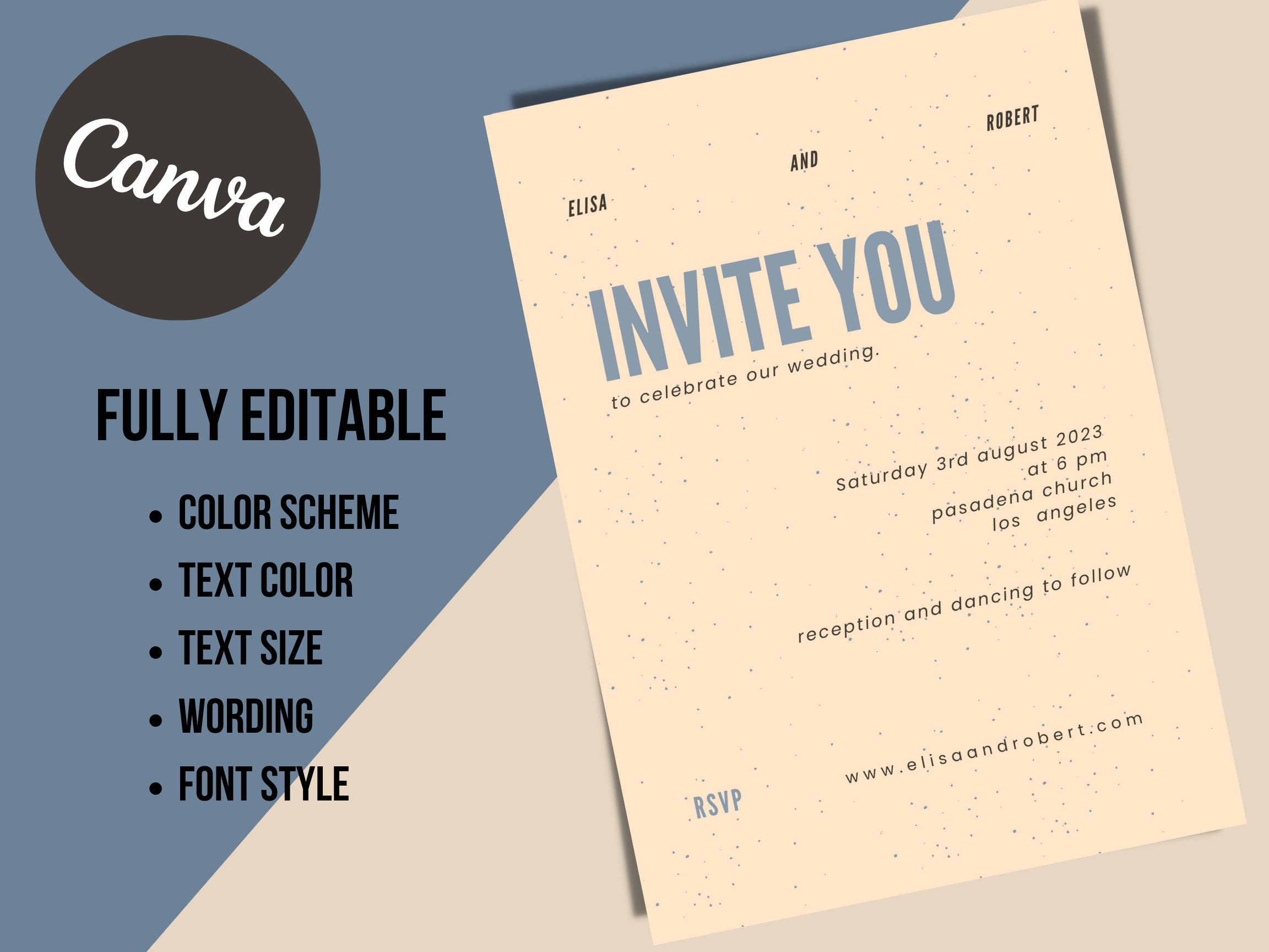Modern Magazine Wedding Invitation | Template | Editable | Wedding ...
