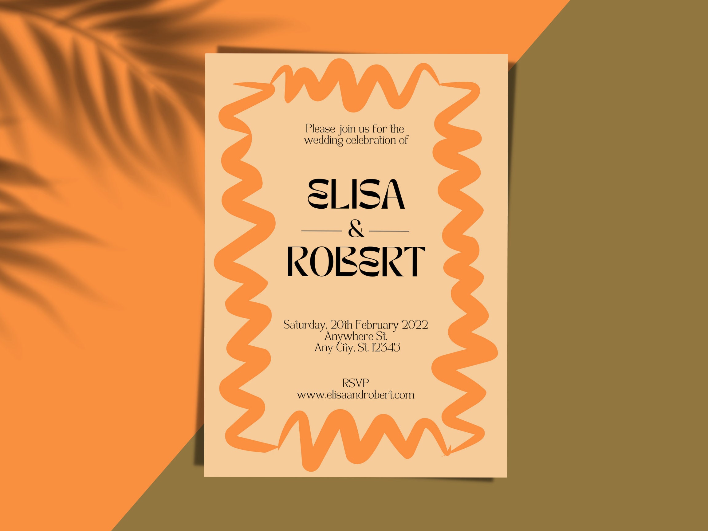 Minimalist Squiggle Wedding Invitation | Template | Destination ...