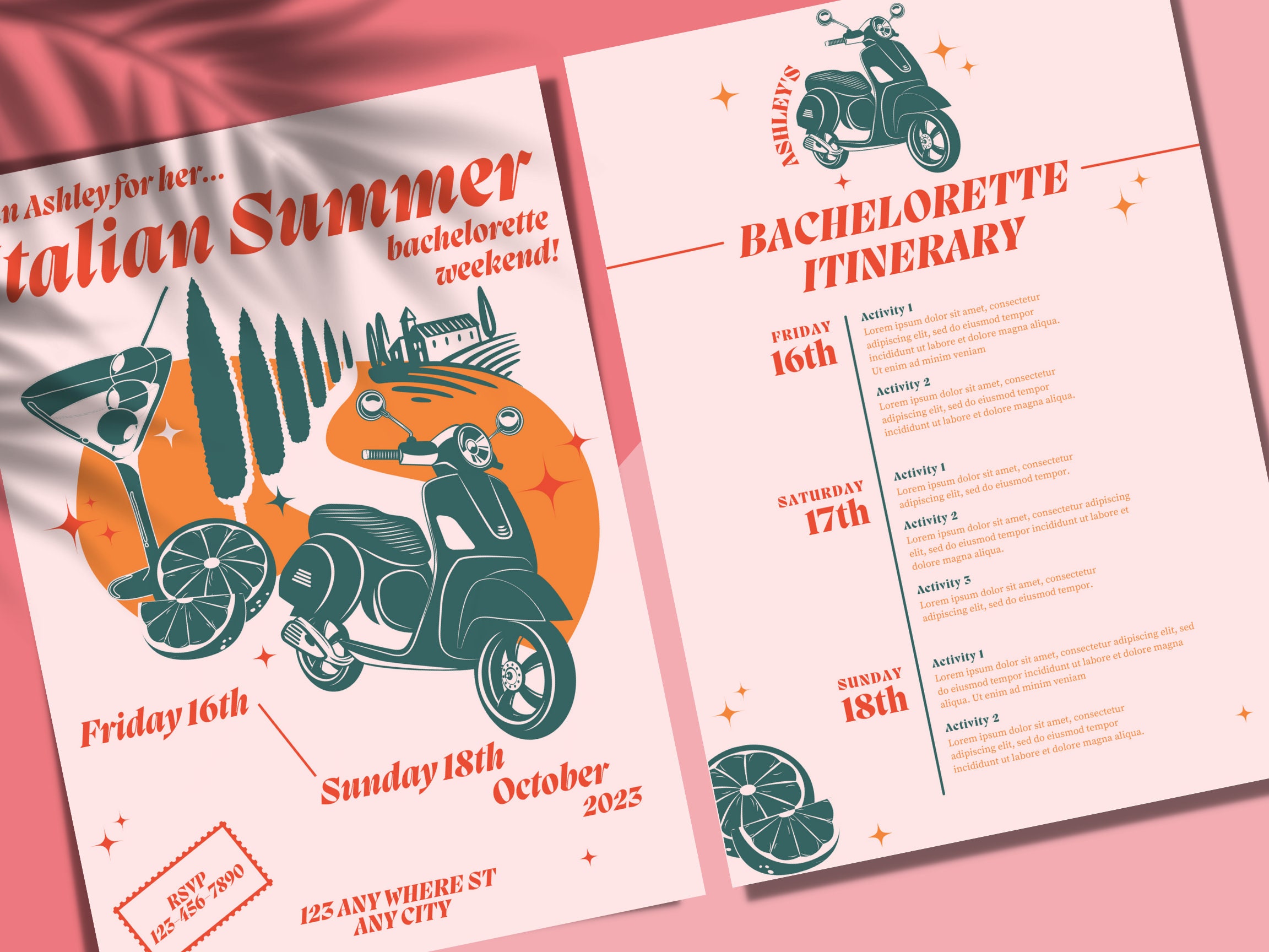 Italian Summer Bachelorette Invitation and Itinerary | Italy | Canva ...