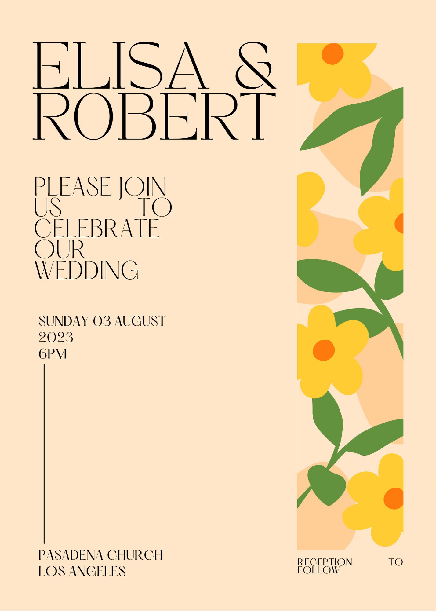 Modern Flower Market Wedding Invitation Template Editable Floral ...