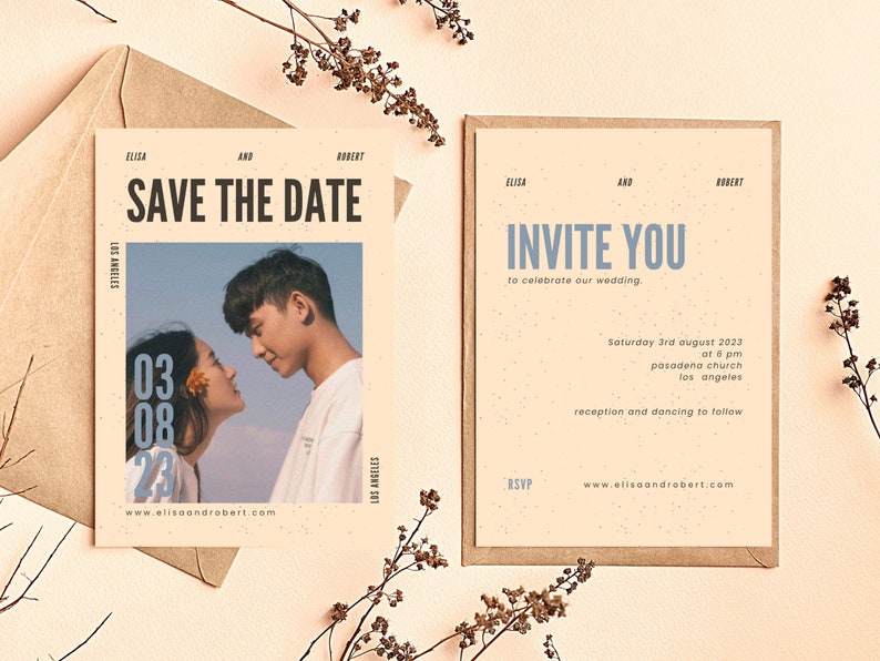 Modern Magazine Wedding Invitation Template Editable - Etsy