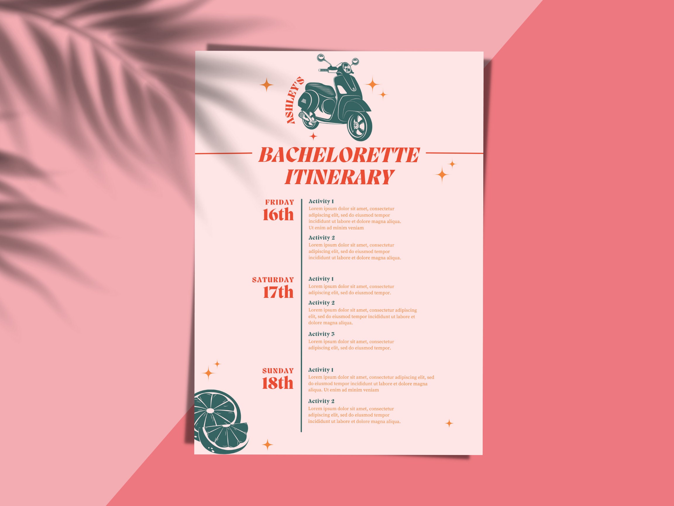 Italian Summer Bachelorette Invitation & Itinerary: Editable Canva ...
