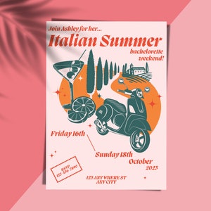 Italian Summer Bachelorette Invitation & Itinerary: Editable Canva ...