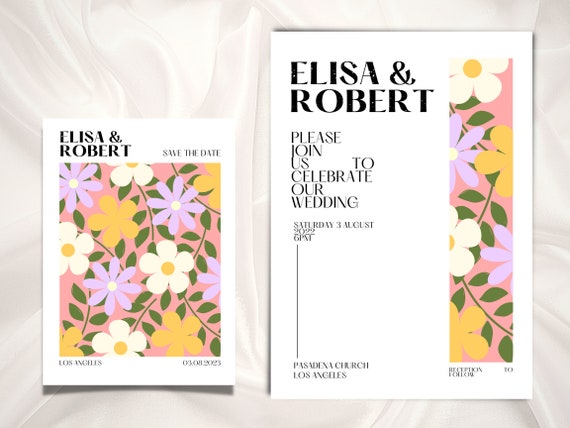 Flower Market Wedding Invitation Template Editable - Etsy
