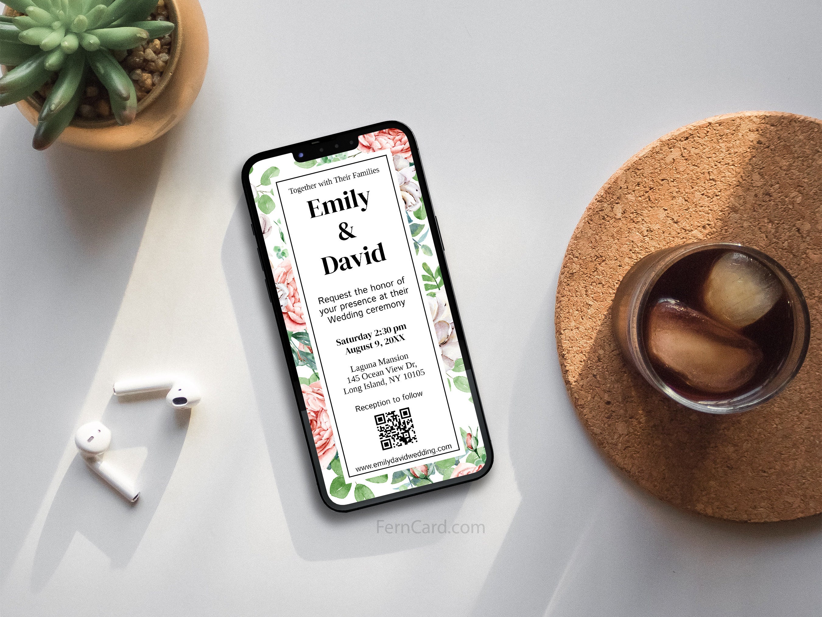 Editable Wedding Invitation Template, Digital Mobile Phone Invitation ...